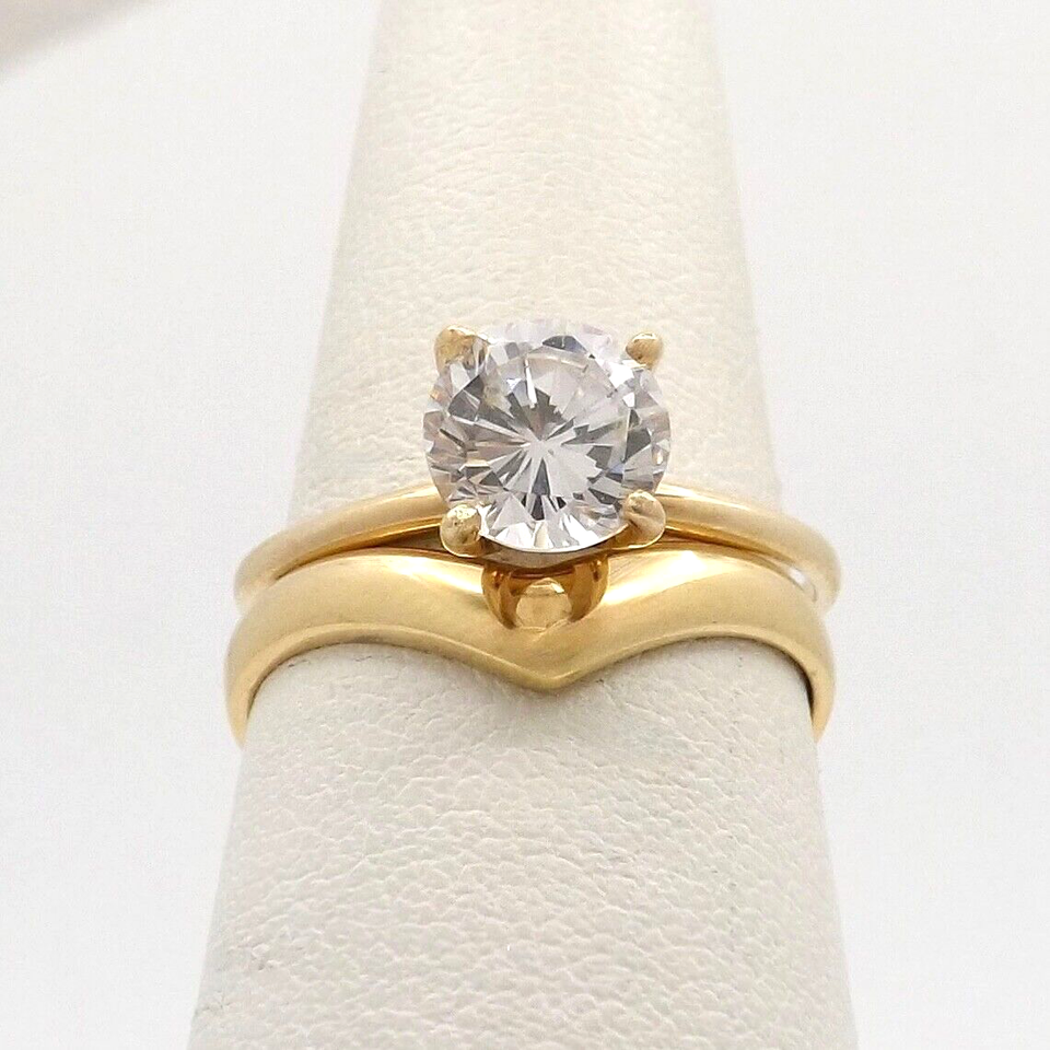 18k Gold V Notched Wedding Band Slalom Thumb Ring Enhancer Wrap sz8 New ...