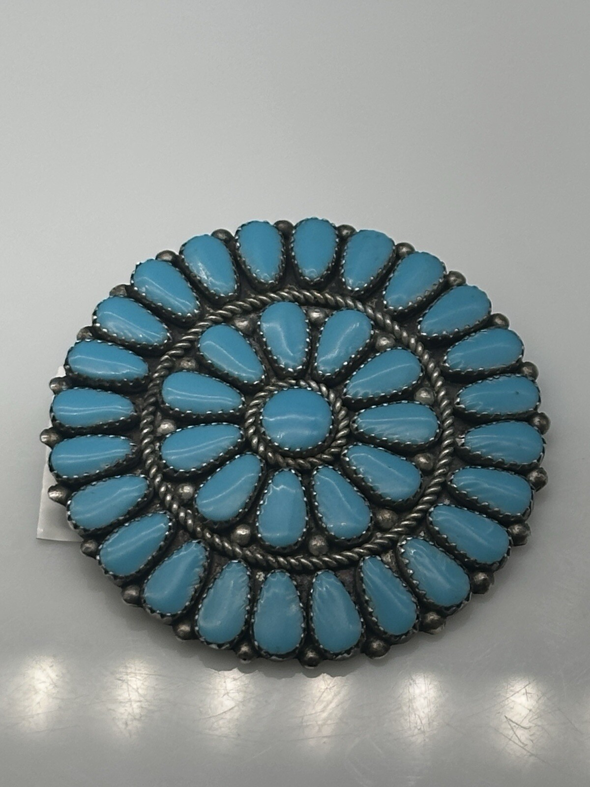 925 Sterling Silver Turquoise Cluster Brooch - Gem