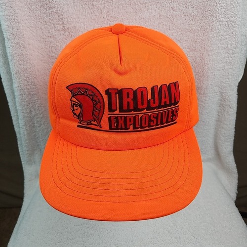 VTG Trojan Explosives Powder Hat Cap Orange Snapback Full Foam Spell ...