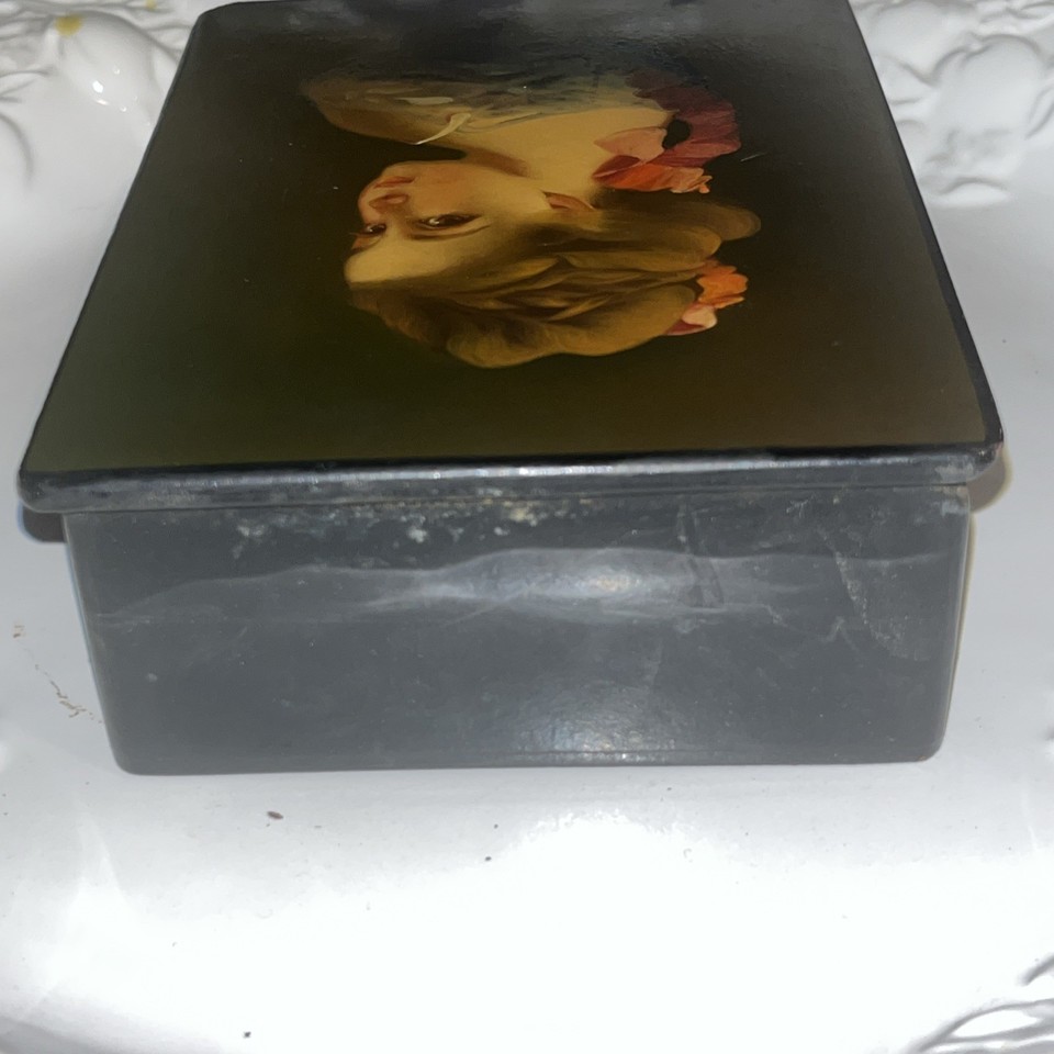 Vintage Russian Lacquer Young Lady Portrait Box 6" x 4 1/4" x 2" As ...