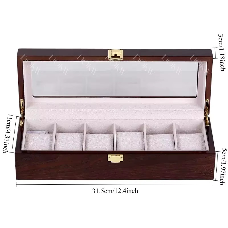 Luxury Wooden Watch Box 1/2/3/5/6/10/12 Grids Watch Organizers 6 Slots ...