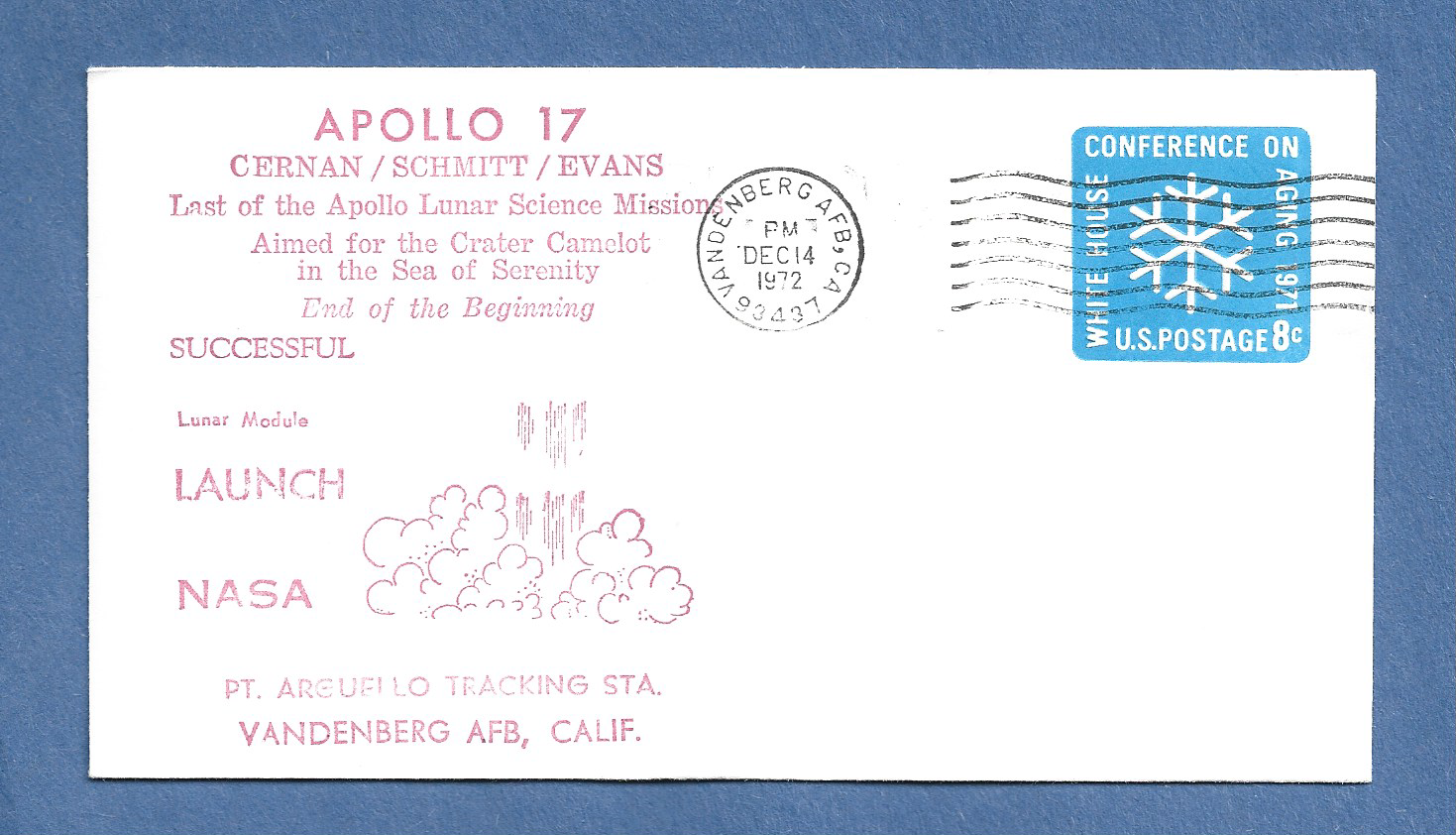 APOLLO 17 LUNAR MODULE LAUNCH DEC 14,1972 VAFB PT ARGUELLO SPACE COVER ...