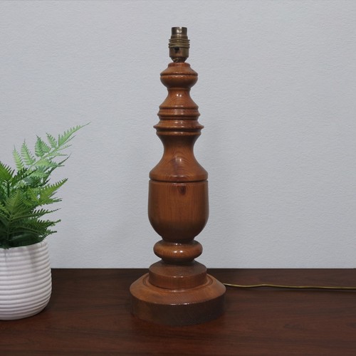 Vintage Turned Pine Wood Wooden Large Candlestick Table Lamp Base (45cm ...