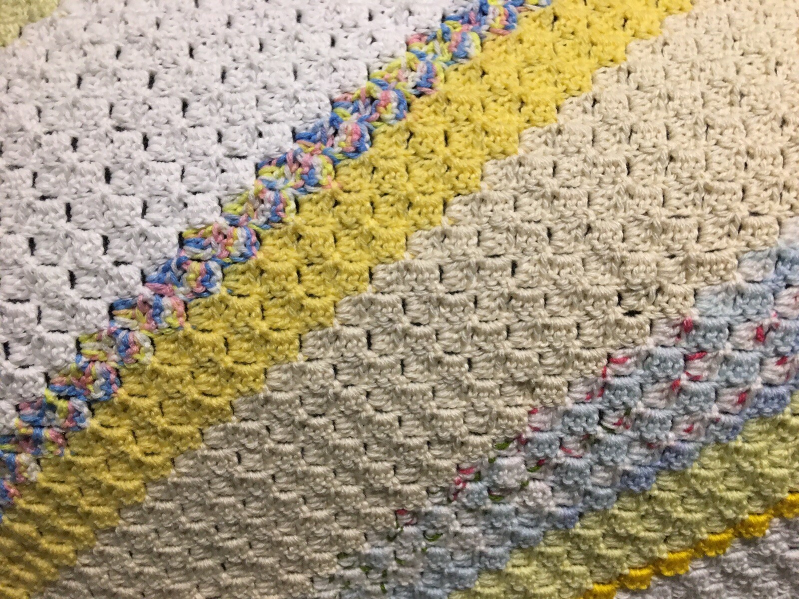 Handmade Crochet Knee Rug Blanket Yellow Baby Bassinet Cot Pram Shawl ...