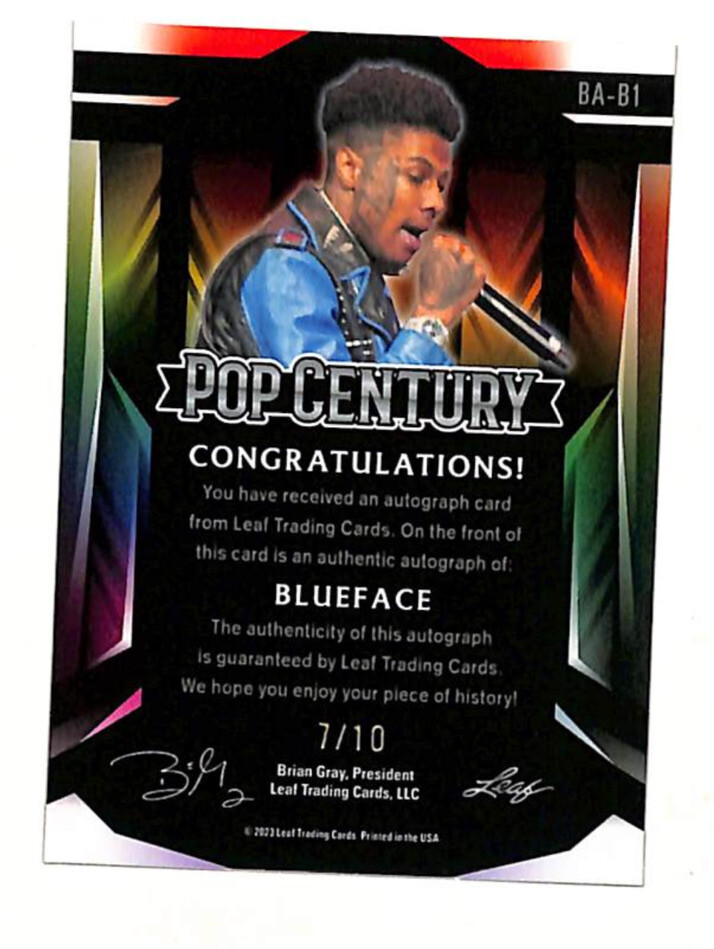 2023 Leaf Pop Century Blueface 7/10 Auto Autograph Card Rapper | eBay