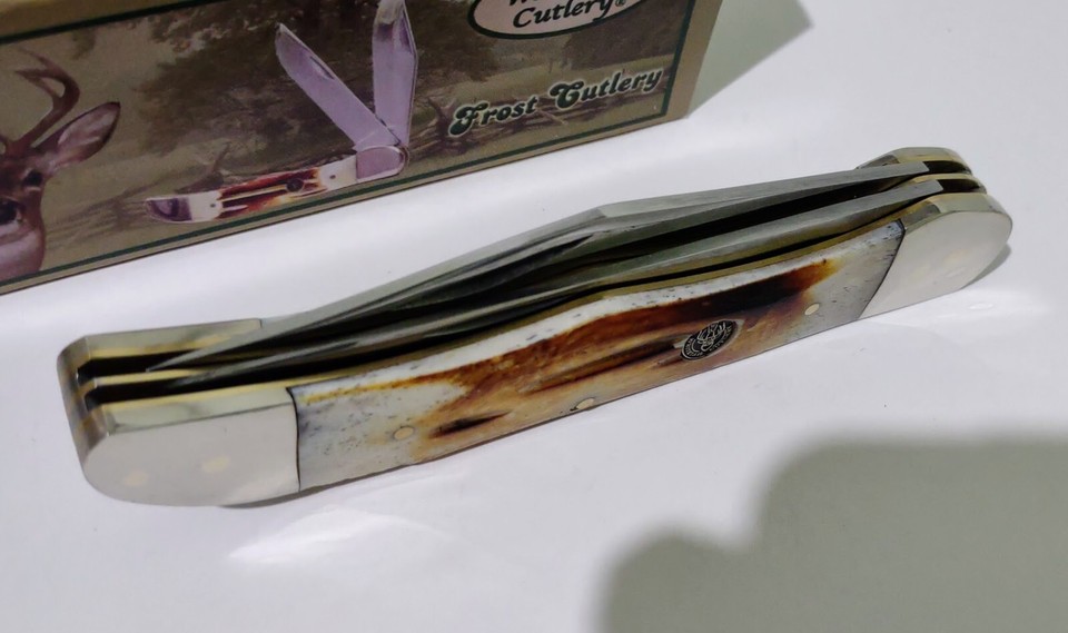 WHITETAIL BUCK DEER SHIELD HUNTER HUNTING POCKET KNIFE BONE STAG !!! | eBay