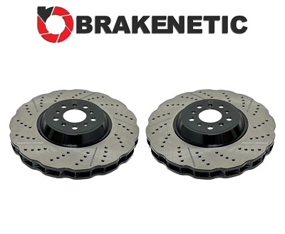 FRONT BRAKENETIC Premium Wave Drilled Slotted Brake Rotors M2/M3/M4 ...