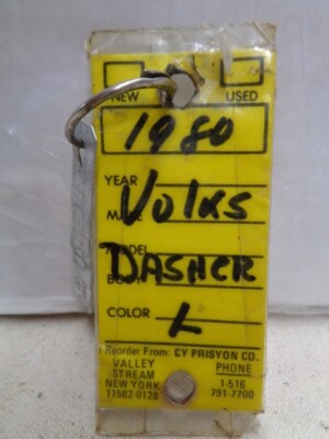 1980 Volkswagen Dasher KEY TAG vintage Dealership showroom used old | eBay