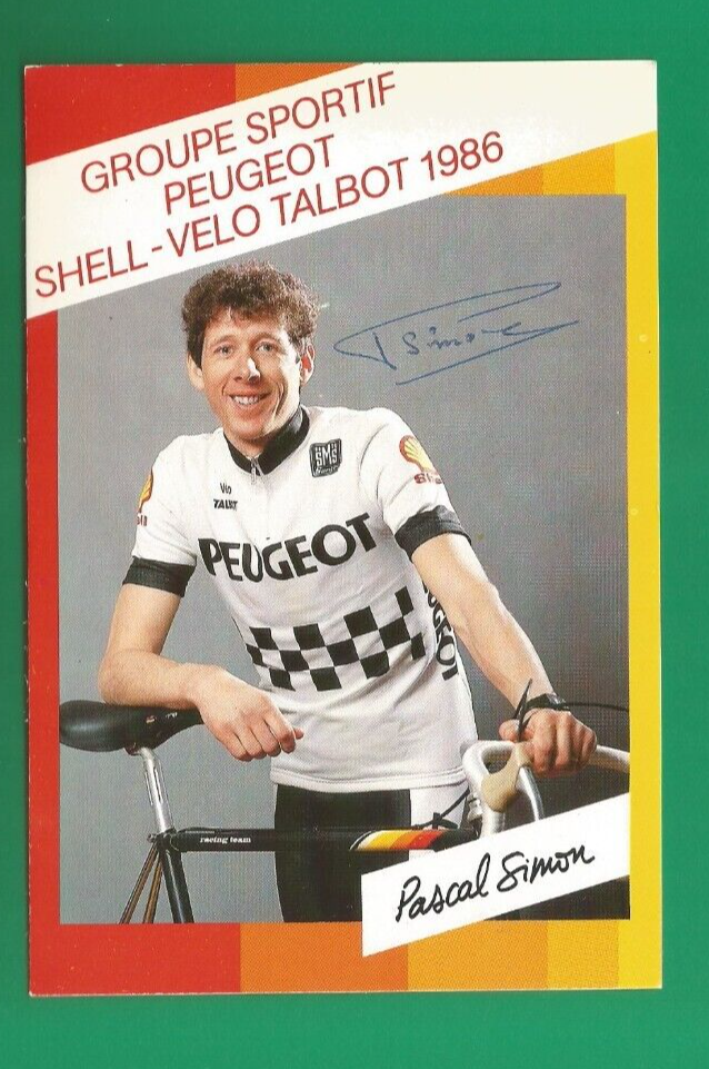 CYCLISME carte cycliste PASCAL SIMON équipe PEUGEOT SHELL 1986 Signée ...