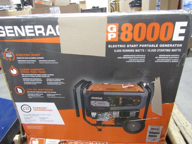 Generac GP8000E 8000-Watt Portable Electric Start Gas Powered Generator ...