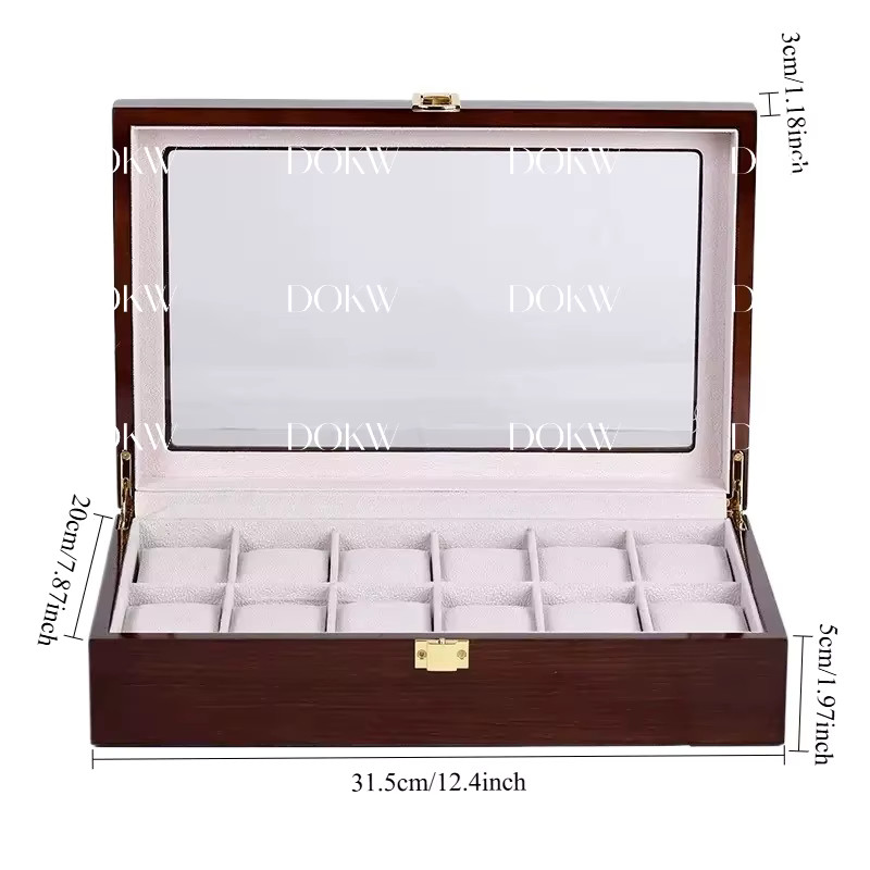 Luxury Wooden Watch Box 1/2/3/5/6/10/12 Grids Watch Organizers 6 Slots ...