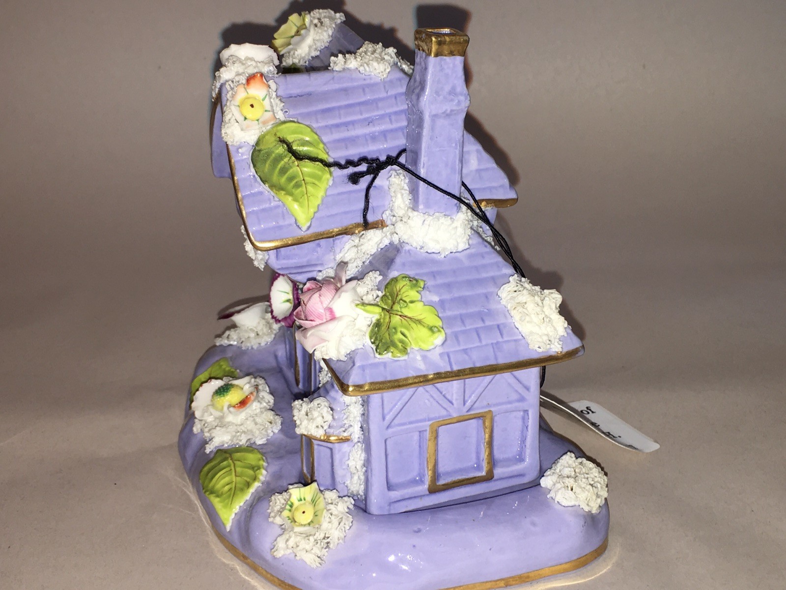 LC4 Antique Staffordshire Lilac Pastille Burner Cottage Flowers 2 Piece ...