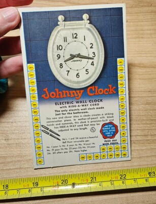 Vintage Johnny Clock Electric Wall Clock Toilet Advertising Gambling ...