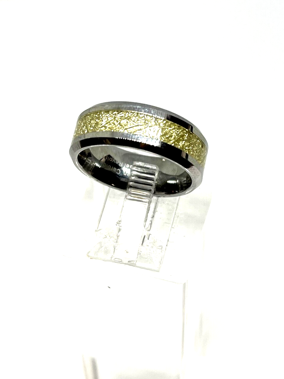 "Solid" tungsten carbide meteorite band size 9.25 bag 1431 *cannot be ...