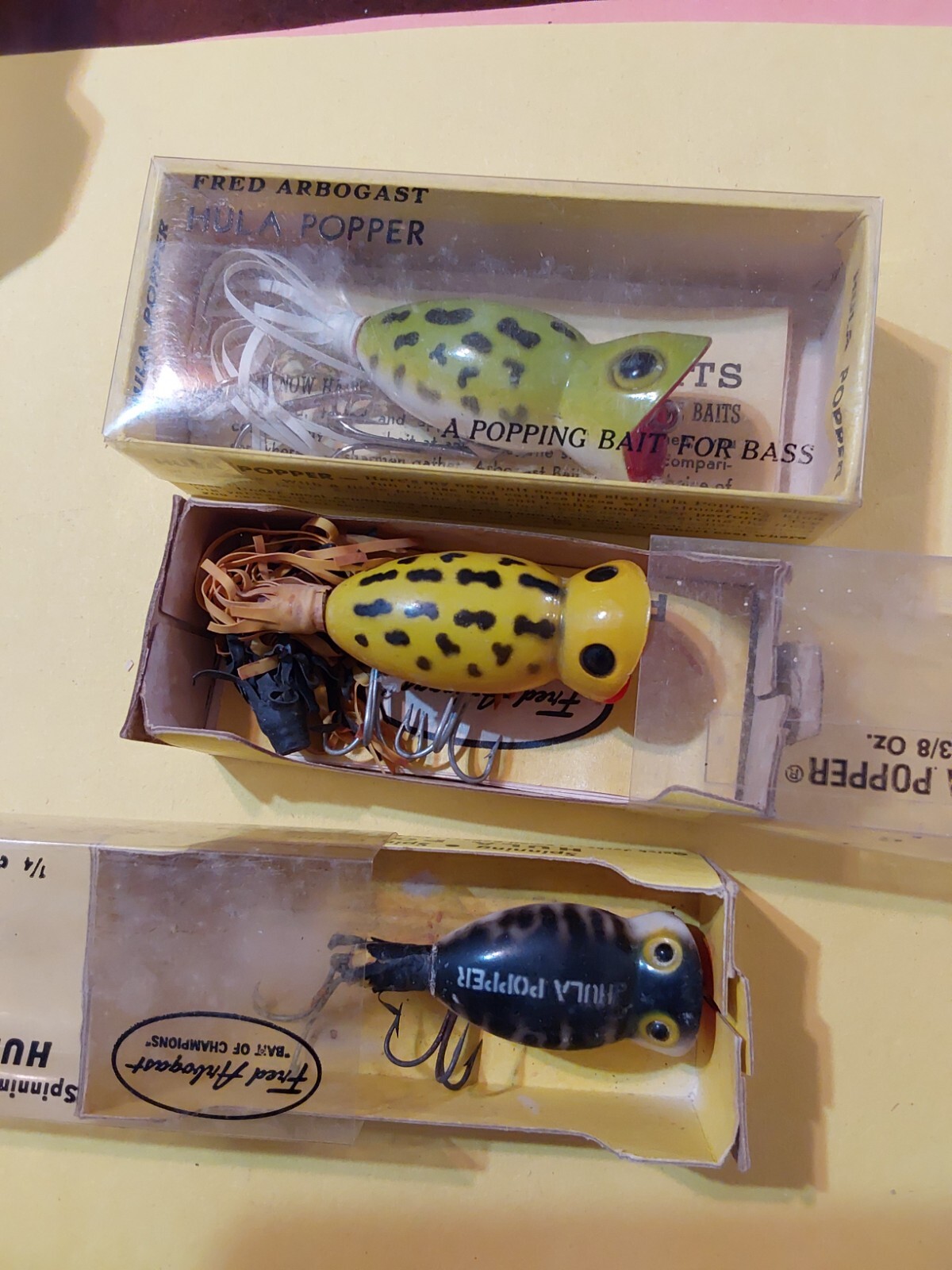 3-FRED ARBOGAST HULA POPPER LURES W/ BOXES & PAPERWORK | eBay