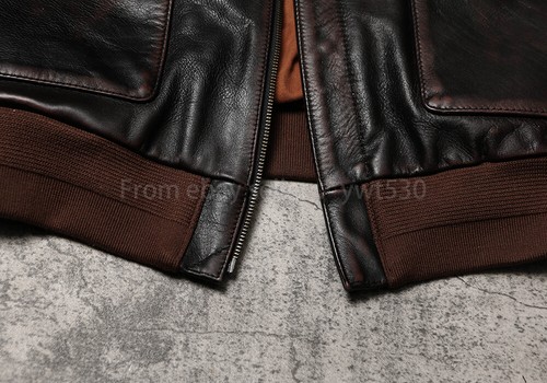 Tea Core Leather A2 Pilot Jacket Classic American Retro Men's Lapel ...