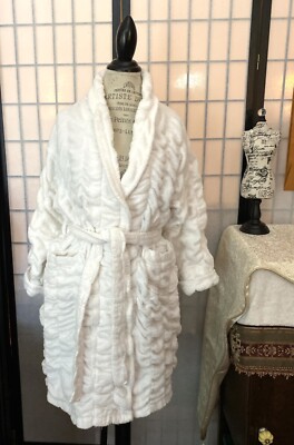 VTG Delicates Spa Wom L Ruched Scallop Edge White Turkish Terry Bath ...
