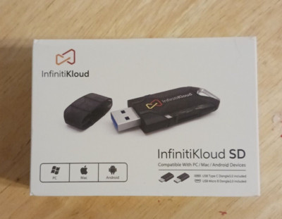 InfinitiKloud SD USB Powered Backup Drive PC Mac Android NEW & FACTORY ...