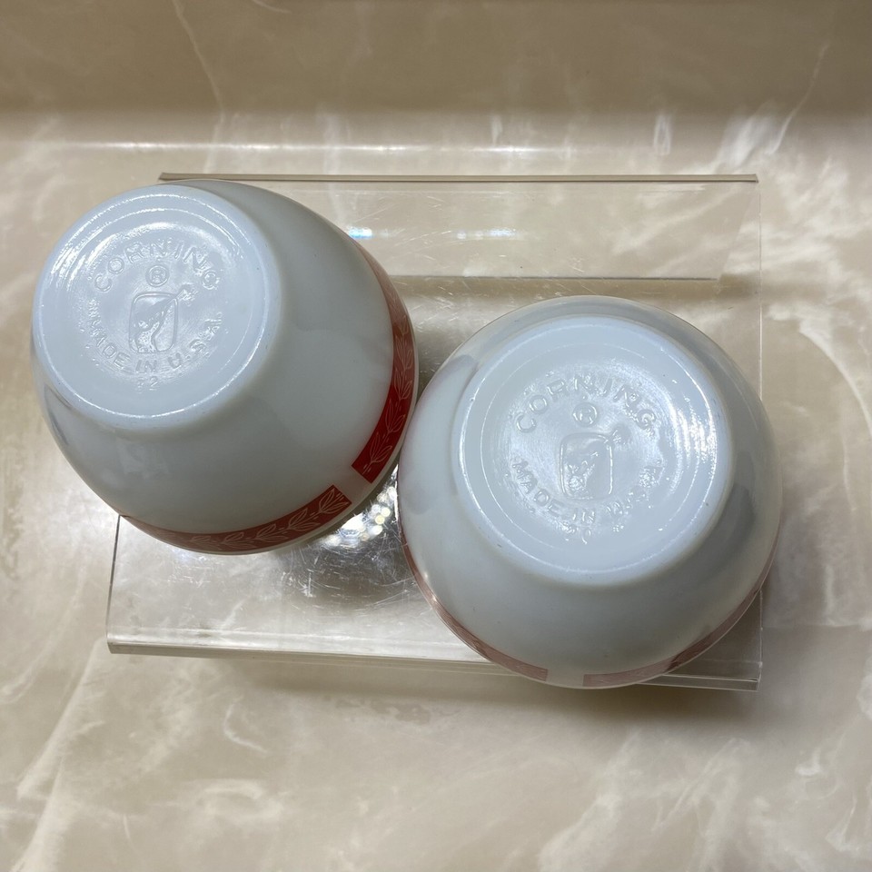 2 Vintage Corning Glassblower Red Laurel Leaf Dessert Cups Pyrex | eBay