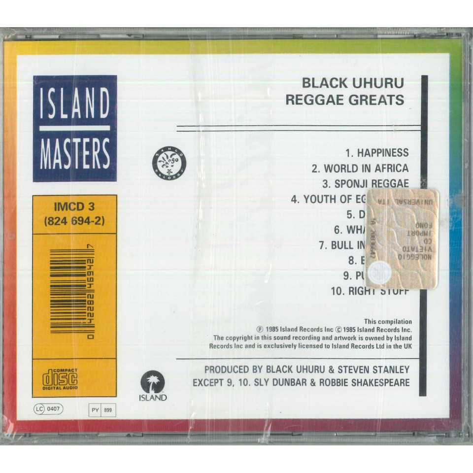 Black Uhuru CD Reggae Greats/Mango ‎– Imcd 3 Sealed 0042282469427 | eBay
