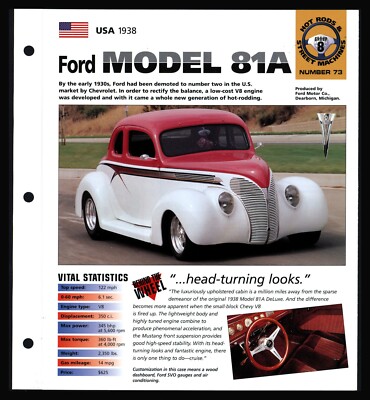 Ford Model 81A (USA 1938) Spec Sheet 1998 HOT CARS Hot Rods #8.73 | eBay