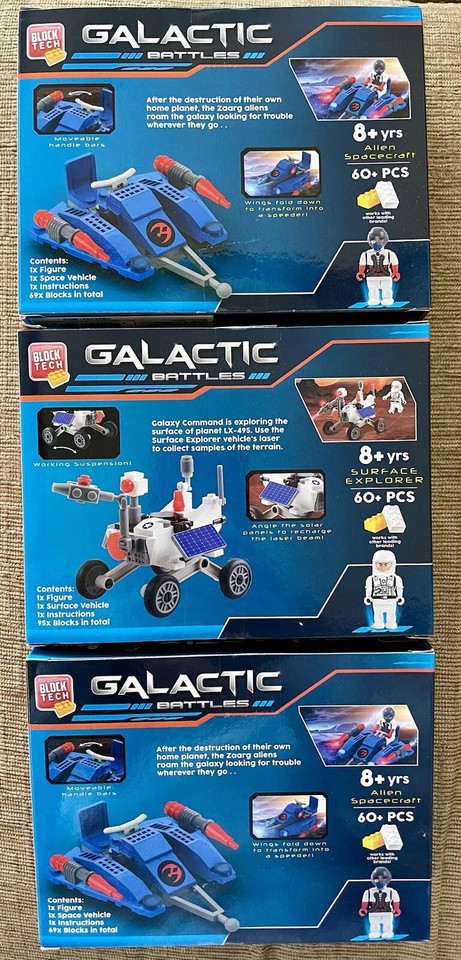 NIB Block Tech Set 3 Galactic Battles & Figures-180 PCs-Space & Surface ...