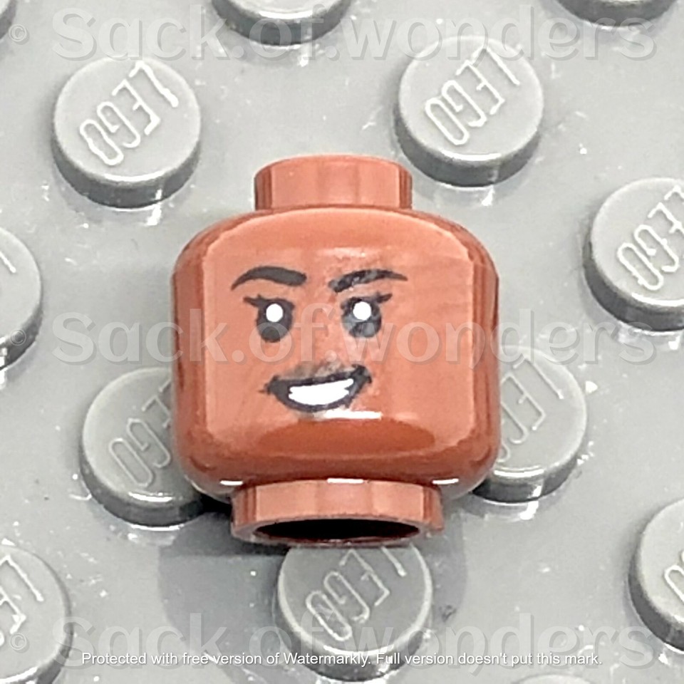 Authentic LEGO Part - Female Brown Head Face Double Sided Thin Black ...