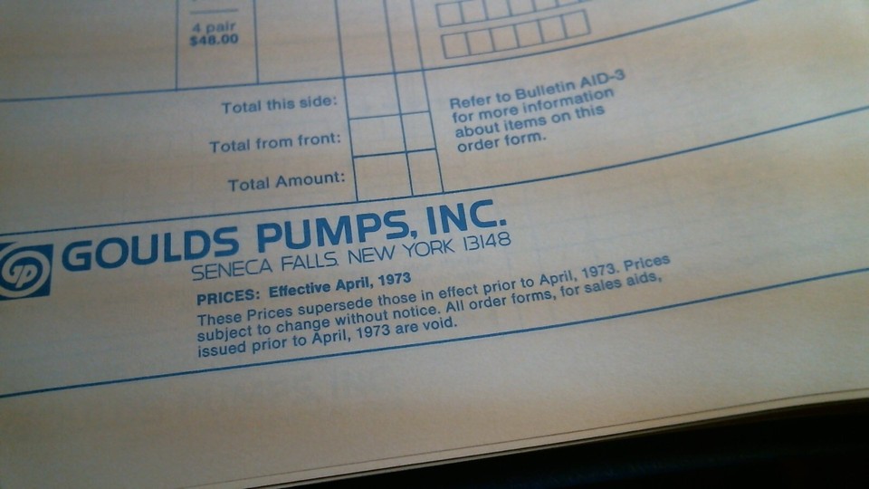 1974 Gould's Pumps CATALOG Seneca Falls Advertising sign uniform ...