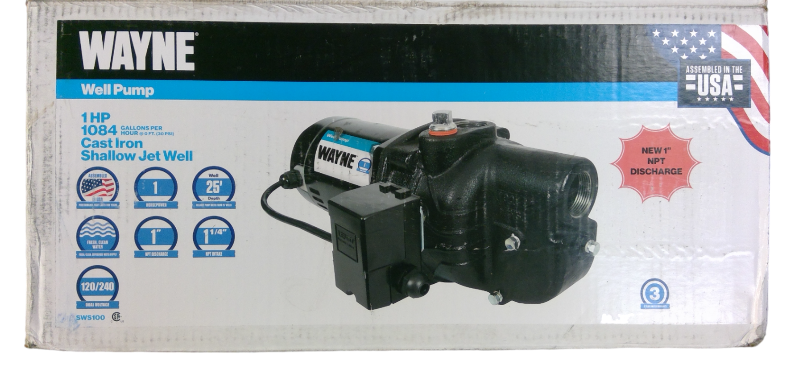 USED - Wayne SWS100 - 1 HP Cast Iron Shallow Well Jet Pump | eBay