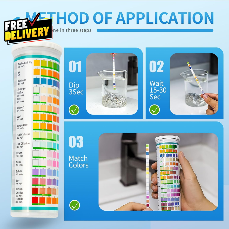 20 in 1 Complete Drinking Water Test Kits 125 Strips-Well Tap Home City ...