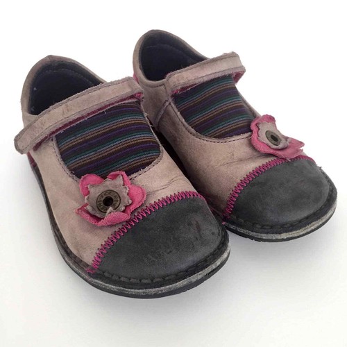 KICKERS Mary Jane Style Retro Stripe Brown Pink Leather Flower European ...