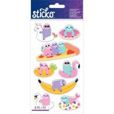 Scrapbooking Stickers Sticko Crafts Puffy Sloths Pool Floaties Swan ...