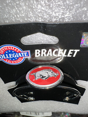 Official Licensed University Arkansas Razorbacks Silver tone Cuff ...