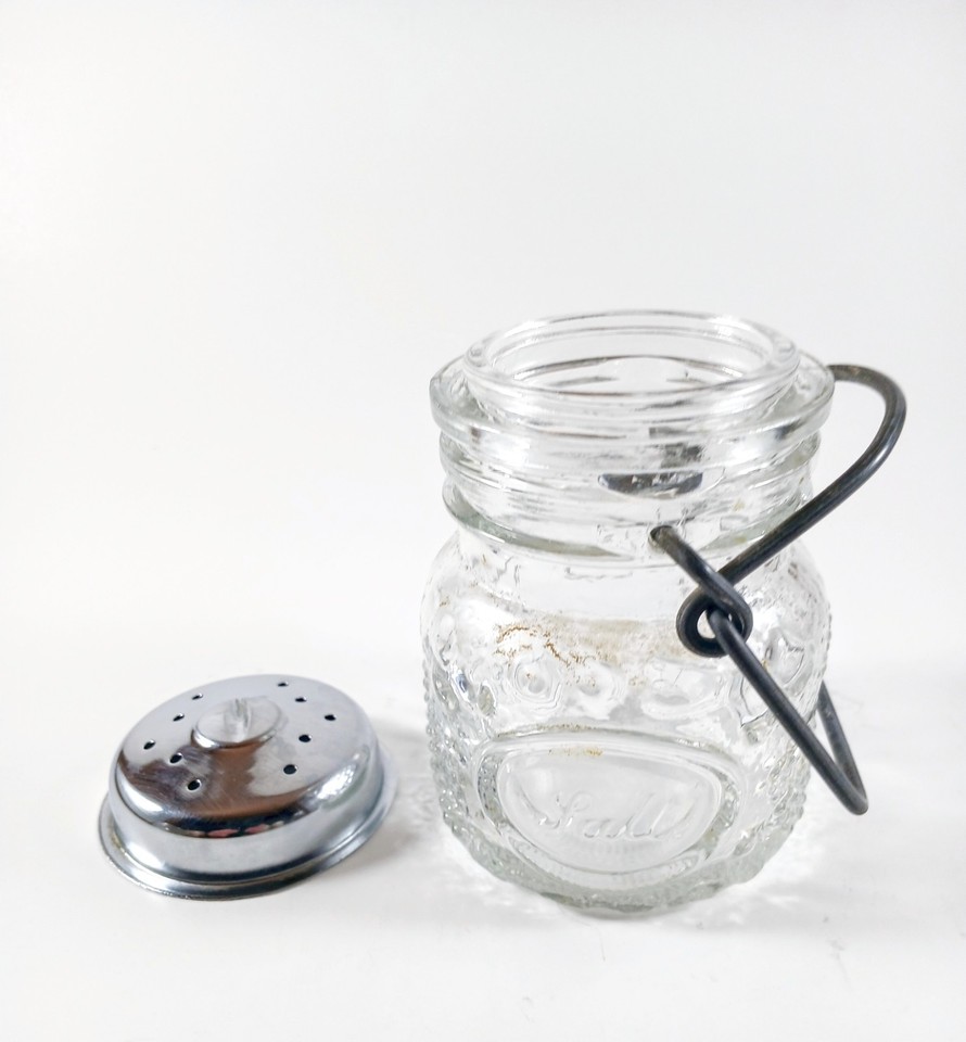 Vintage Cottage Core Glass Jar w/Metal Closures Salt & Pepper Set 3 ...