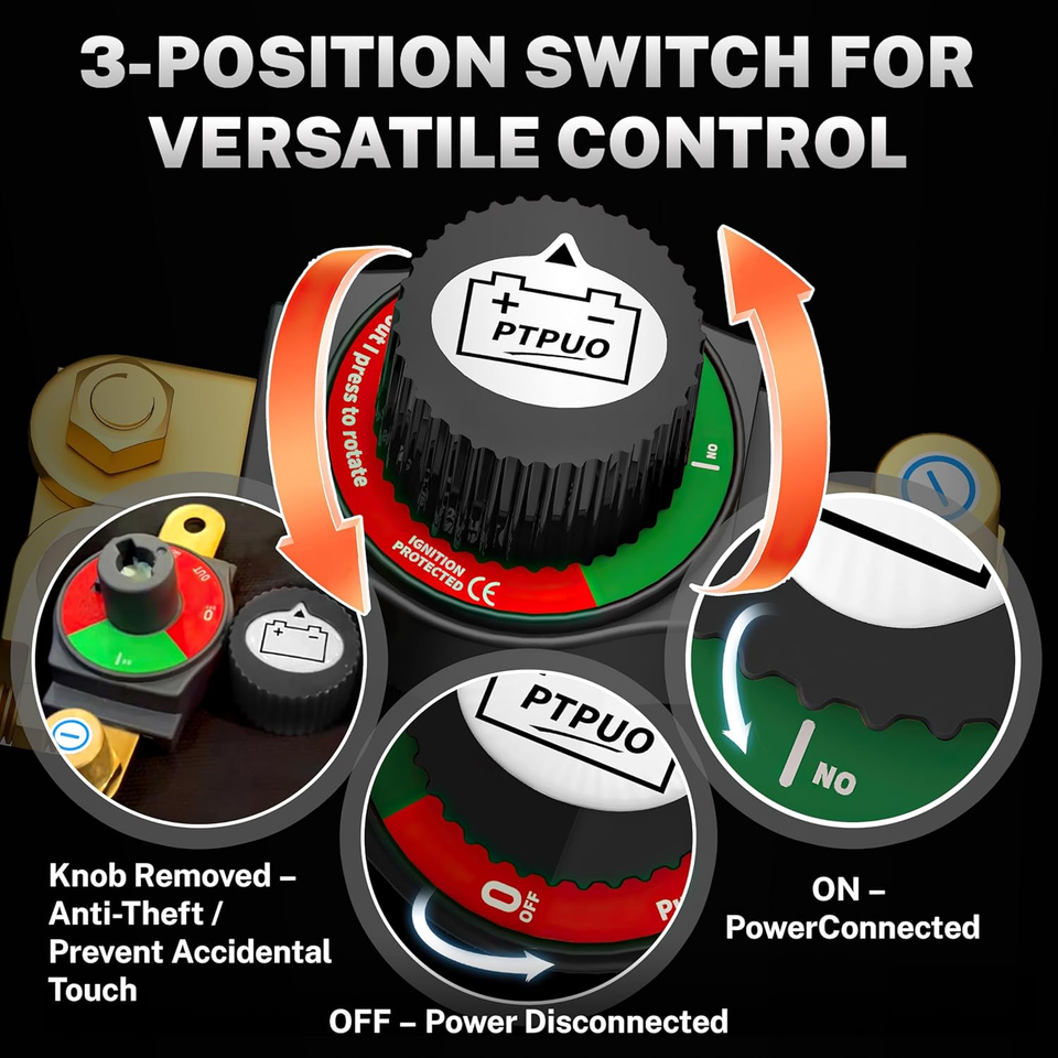 Top Post Battery Disconnect Switch 12-48V Negative Terminal Car RV Boat ...