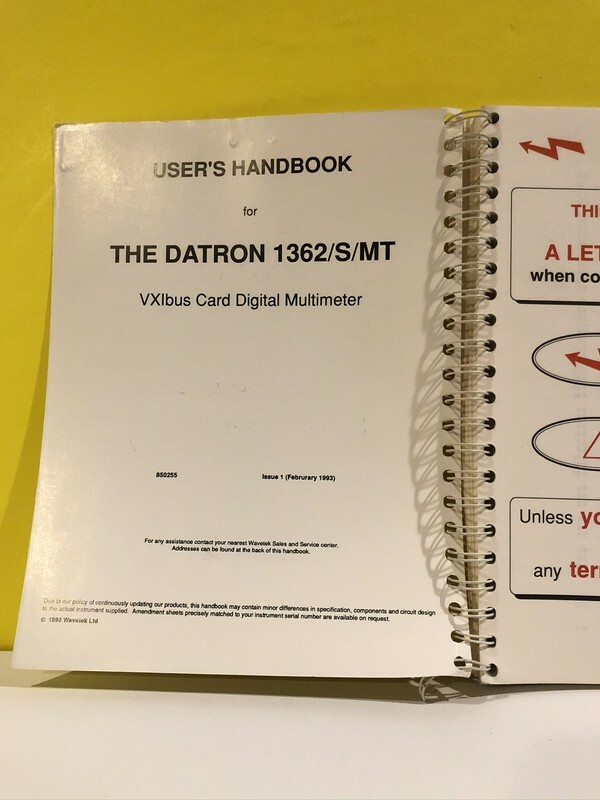 Wavetek 850255 The Datron 1362/S/MT VXIbus Card Digital Multimeter User ...