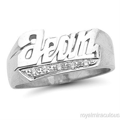 Personalized Diamond Name Ring - Unisex Script Style 8 mm Sterling ...