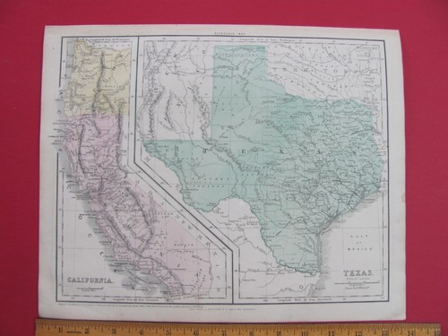 1856 TEXAS & CALIFORNIA ORIG ATLAS MAP FORTS TRIBES RAILROADS STAGE ...