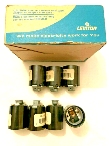 7 Vintage Lamp Light Lamp Sockets Bakelite Plastic Fixture Leviton NOS ...