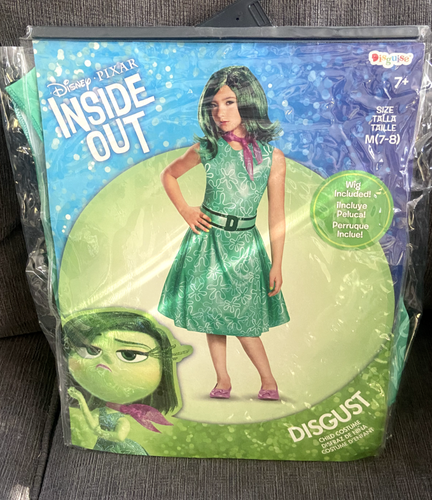 Pixar Inside Out Disgust Child Costume Medium 7/8 Includes Wig & Scarf ...