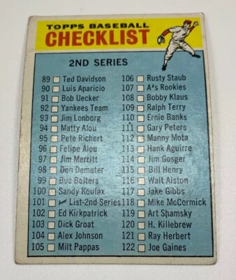 1966 Topps # 101 Checklist 2nd Series Baseball Card | eBay