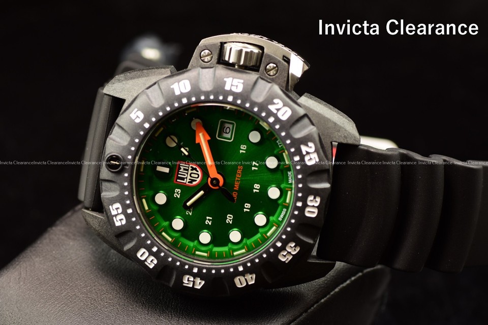 Luminox Mens Scott Cassell Deep Dive 45mm Chronograph GREEN DIAL Black SS Watch | eBay