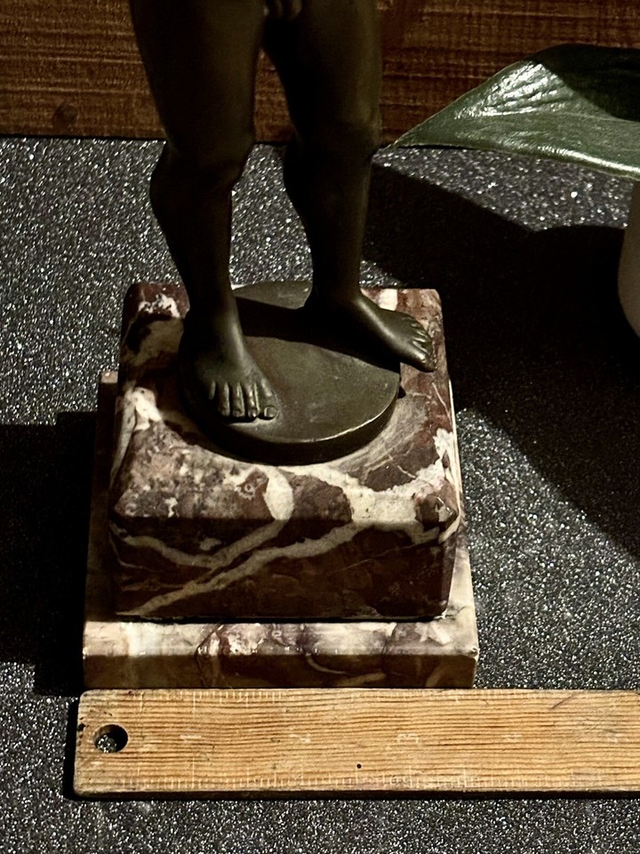 ANTIQUE Spiro Schwatenberg Early 1900s ADONIS Bronze Sculpture Marble ...