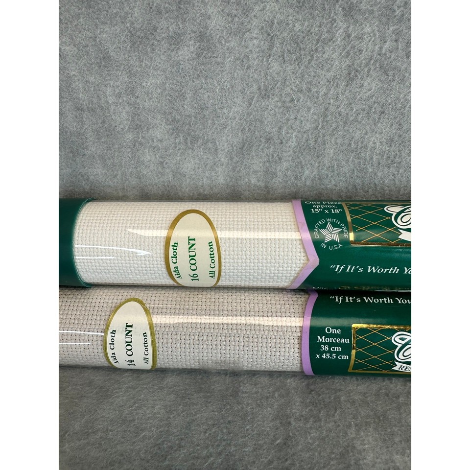 Charles Craft Platinum 14 Ct Aida Cloth & White 16 Ct Aida Cross Stitch ...