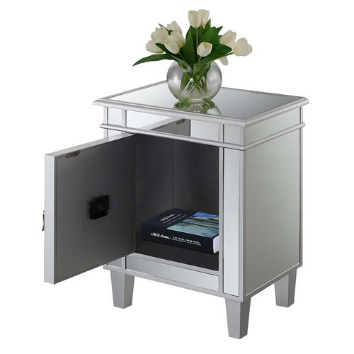 Pemberly Row Modern Clock End Table in Mirrored Glass Finish | eBay