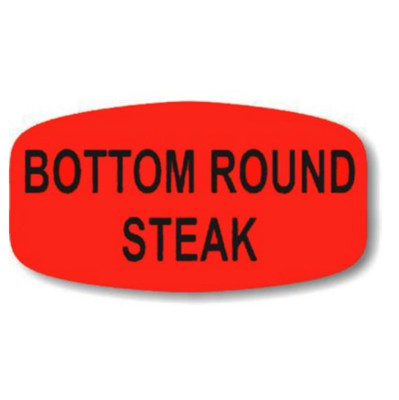 1000 each Bottom Round Steak Food Labels Fl Red Black Stickers Decals ...