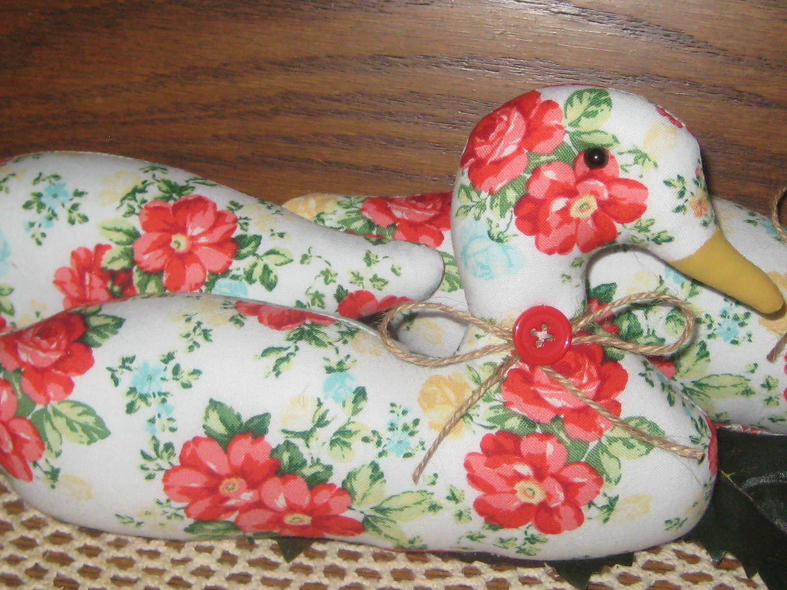 Country Decor 3 Floral Fabric Ducks Handmade Gift Centerpiece Wreath ...