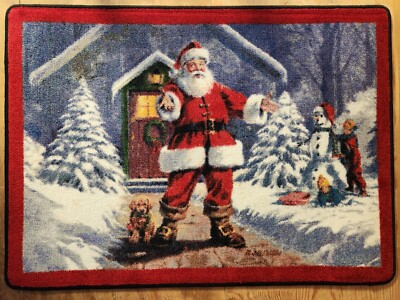 Christmas Area Rug- Milliken Welcome Santa Pictoral Christmas Rug - 2'8 ...