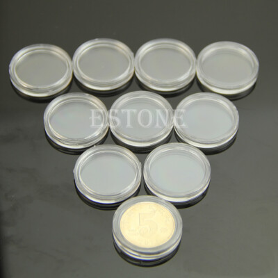 10pcs 21mm Applied Clear Round Cases Coin Storage Capsules Holder Round ...
