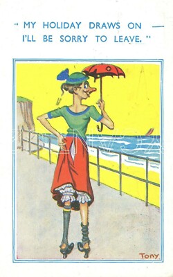 Comic / Seaside Humour Postcard Used c.1958 "My Holiday Draws On ...